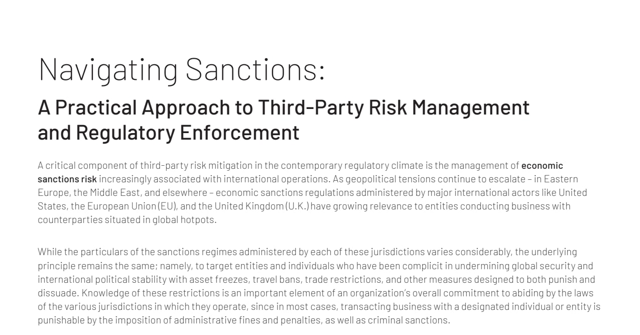 Navigating Sanctions: A Practical Approach to Third-Party Risk ...