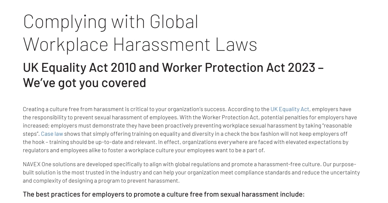 Complying with Global Workplace Harassment Laws - UK | NAVEX