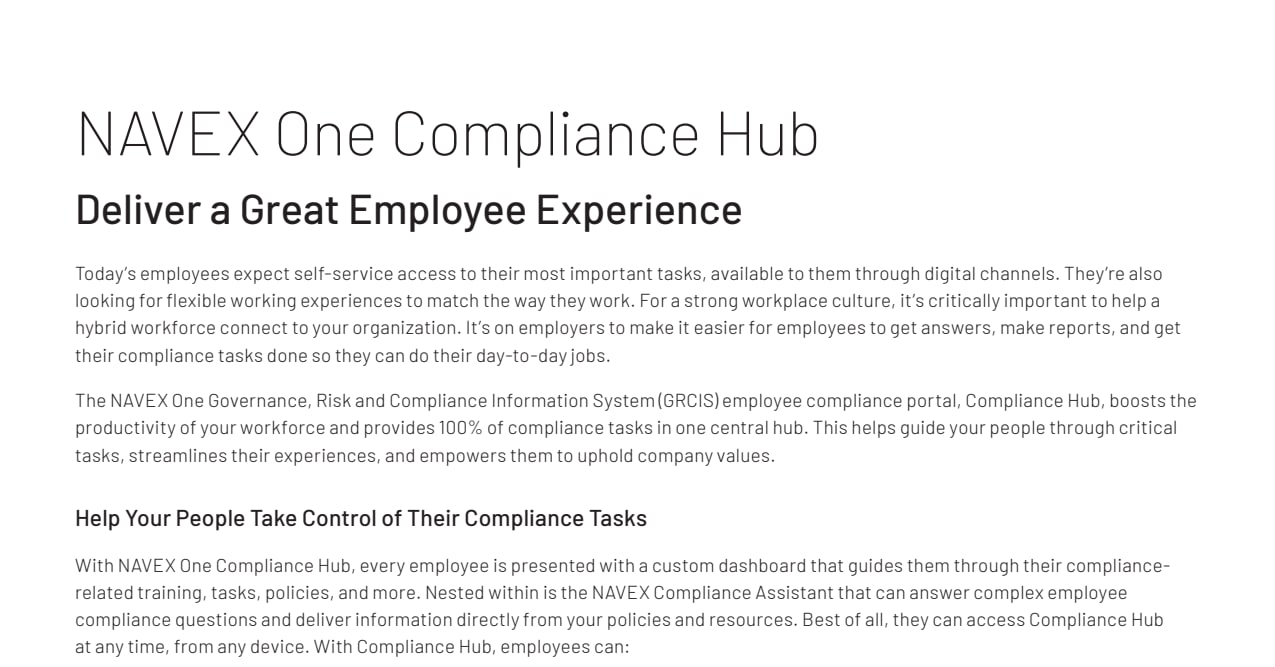 Compliance Hub: Deliver a Great Employee Experience | NAVEX
