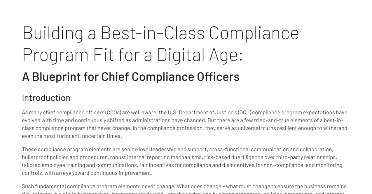 Building a Best-in-Class Compliance Program: Blueprint for Chief Compliance Officers | NAVEX
