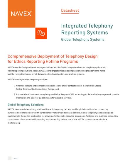 Integrated Telephony Reporting Systems | NAVEX